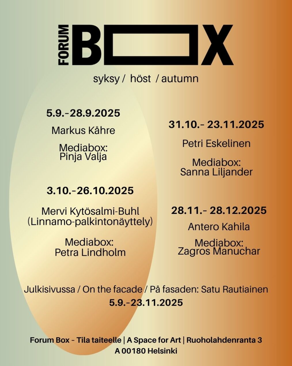 Syyskauden ohjelmisto 2025 – Forum Box
